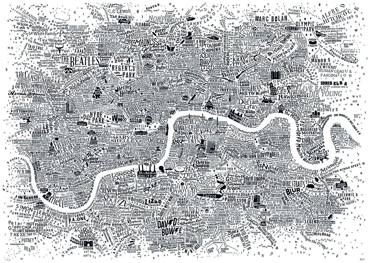 The Culture Map Of London Giclée print: Dex | Artfinder