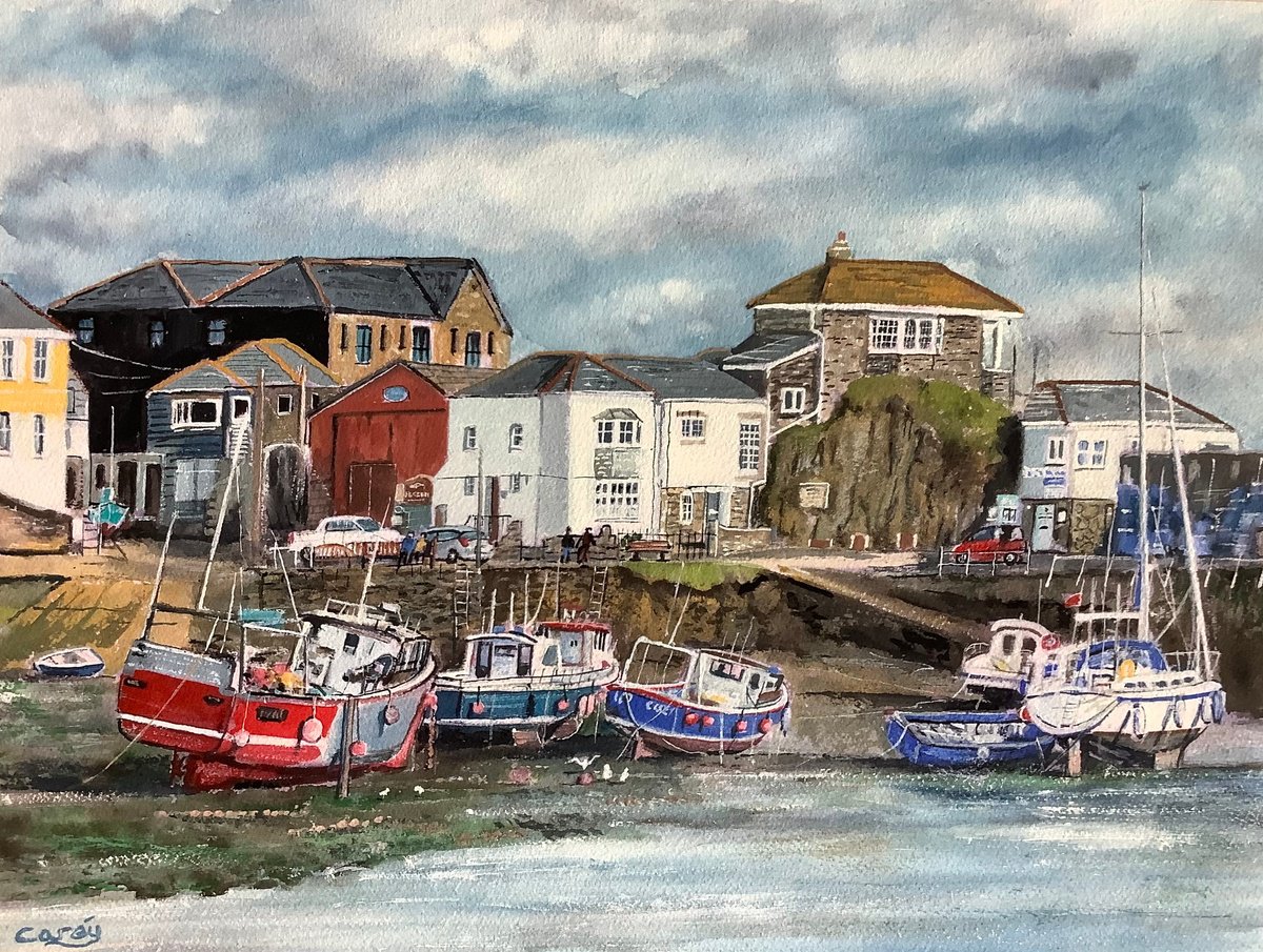 Cornish Fishing port of Mevagissey Watercolour by Darren Carey | Artfinder