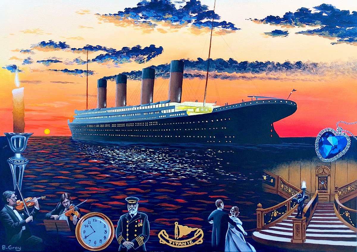Original Acrylic Painting - Titanic by Barry Gray