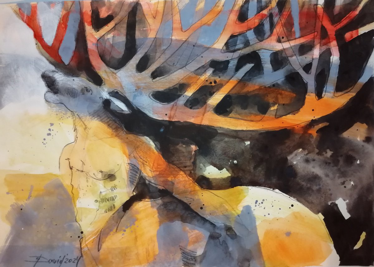 The horned one Mixed-media painting: Olga David | Artfinder