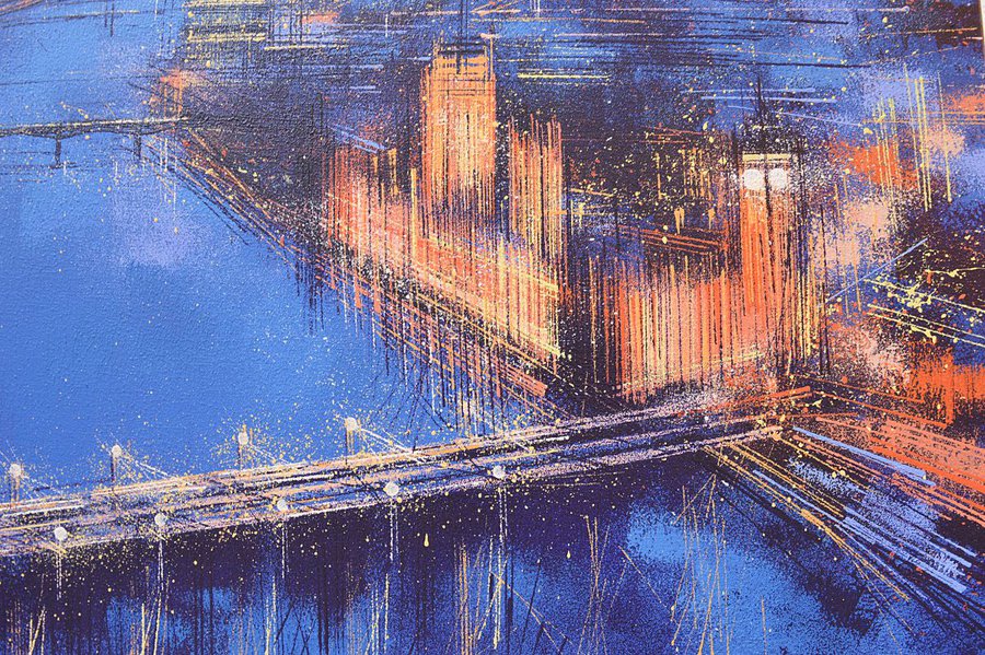 The Thames At Night Acrylic painting by Marc Todd | Artfinder