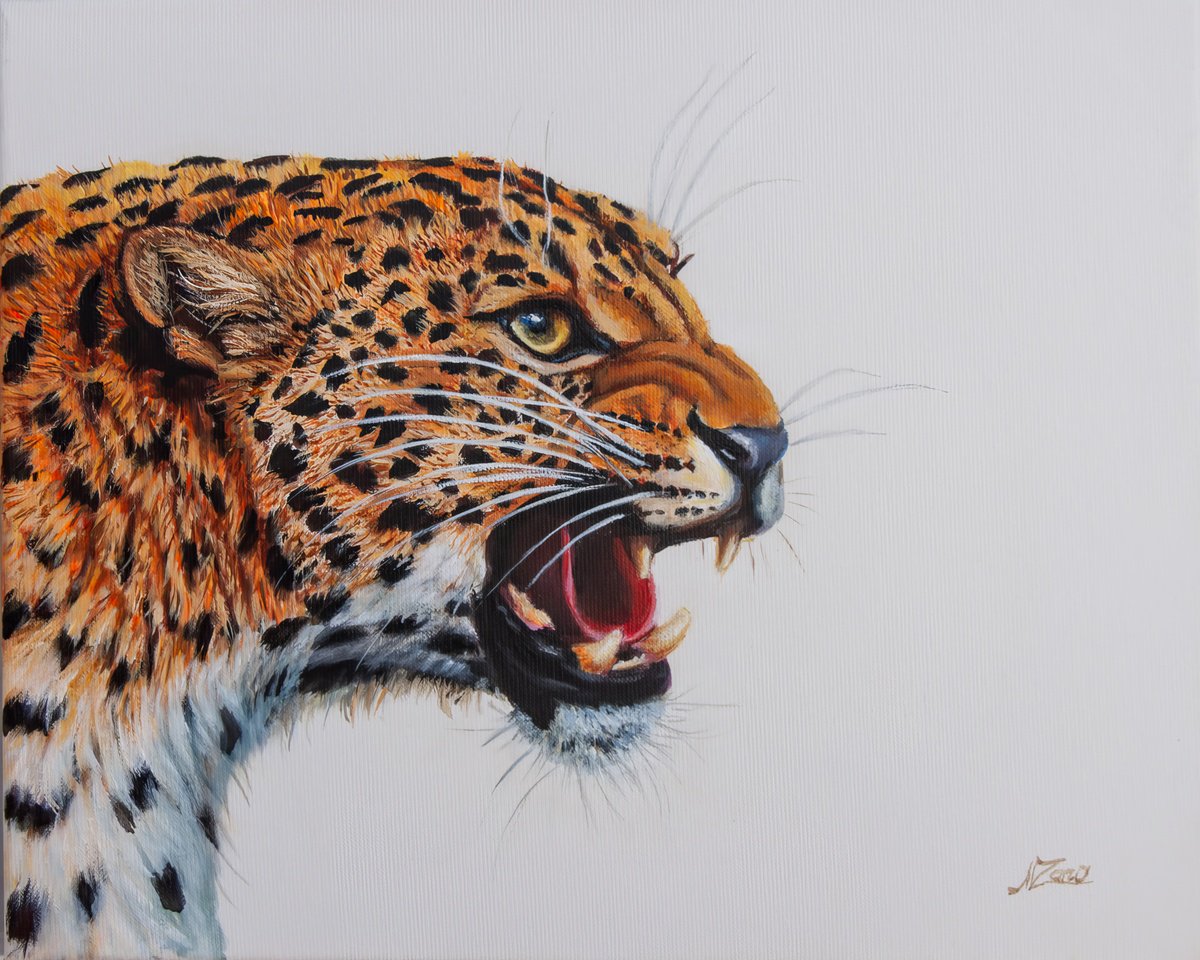 Roaring leopard Acrylic painting: Norma Beatriz Zaro | Artfinder