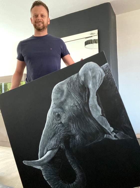 Elephant head,original painting by Paul Hardern | Artfinder