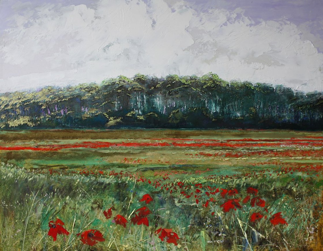 'For Our Tomorrows' Poppy Field Landscape Oil Painting. Oil painting ...