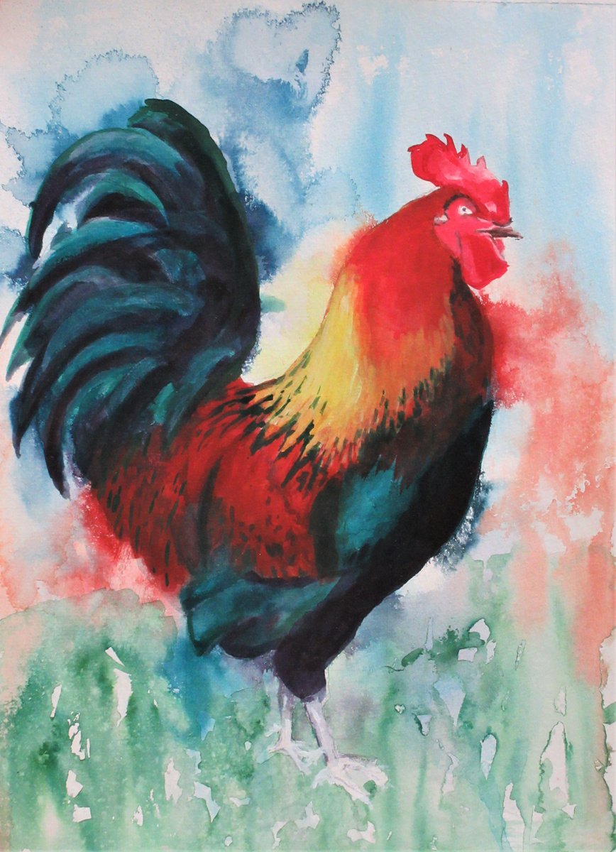 Cockerel 5 Acrylic painting: Max Aitken
