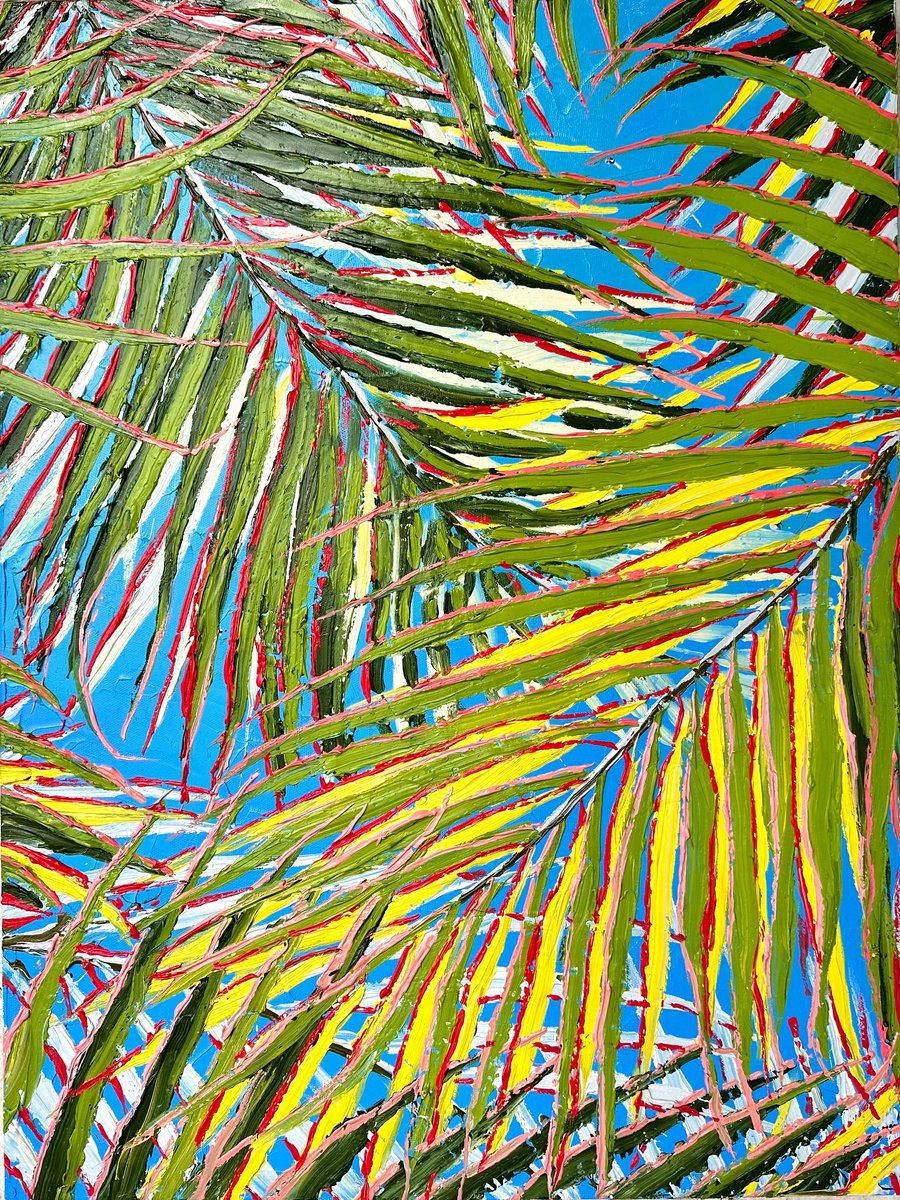 Rustle - palm trees / nature abstraction impasto oil painting Oil ...