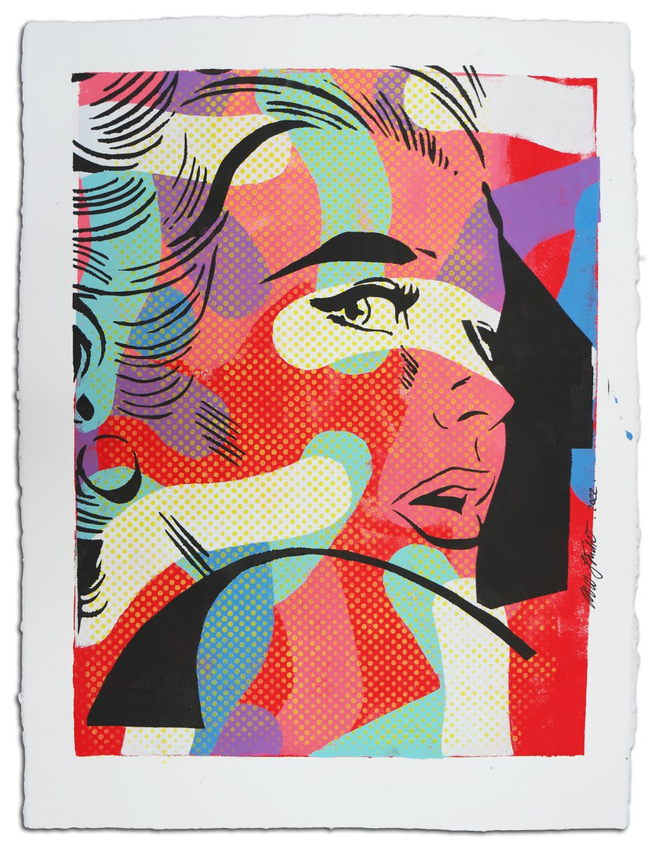 American Comic Girl in Red Acrylic painting by ROCO Studio | Artfinder