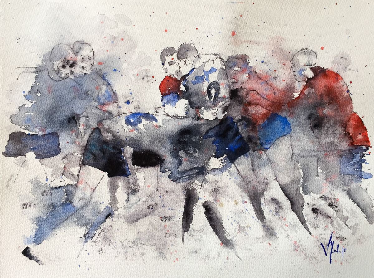 Rugby Watercolour by Victor de Melo | Artfinder