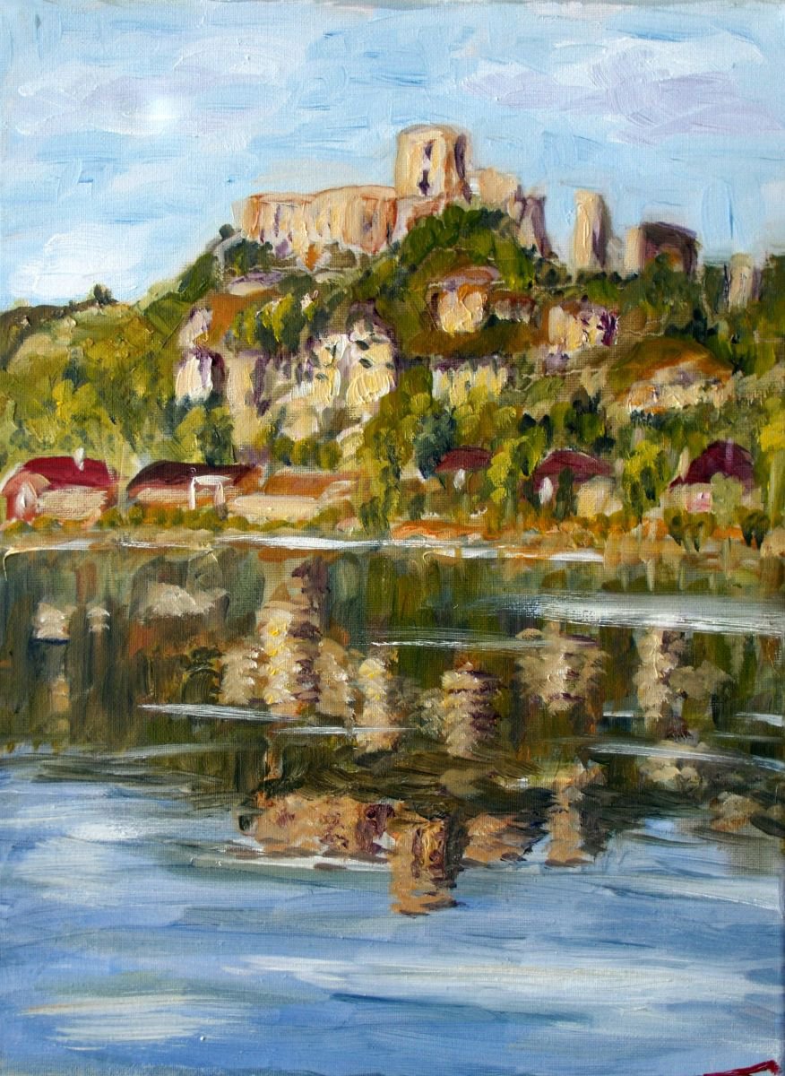 Chateau Gaillard and it's reflection | Artfinder
