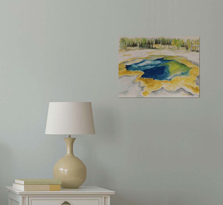 Hot Springs, Yellowstone National Park, watercolor painting Watercolour ...