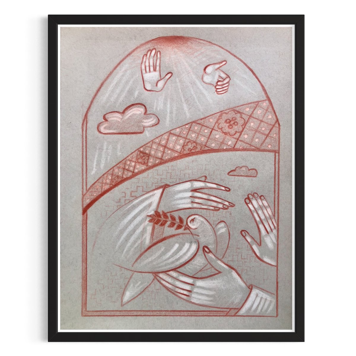 «The sown field» sanguine Drawing: Yuliia Chaika | Artfinder