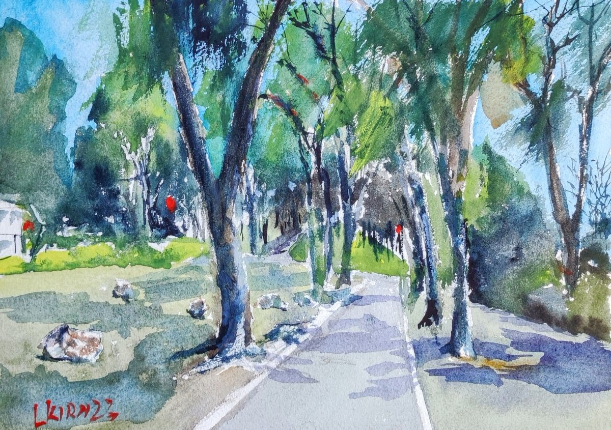 The Park Path Watercolour: Leonid Kirnus | Artfinder