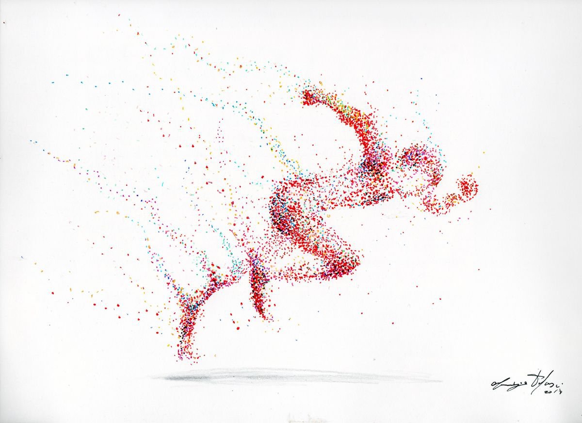 Running man ---- Red Ink drawing: Maurizio Puglisi | Artfinder