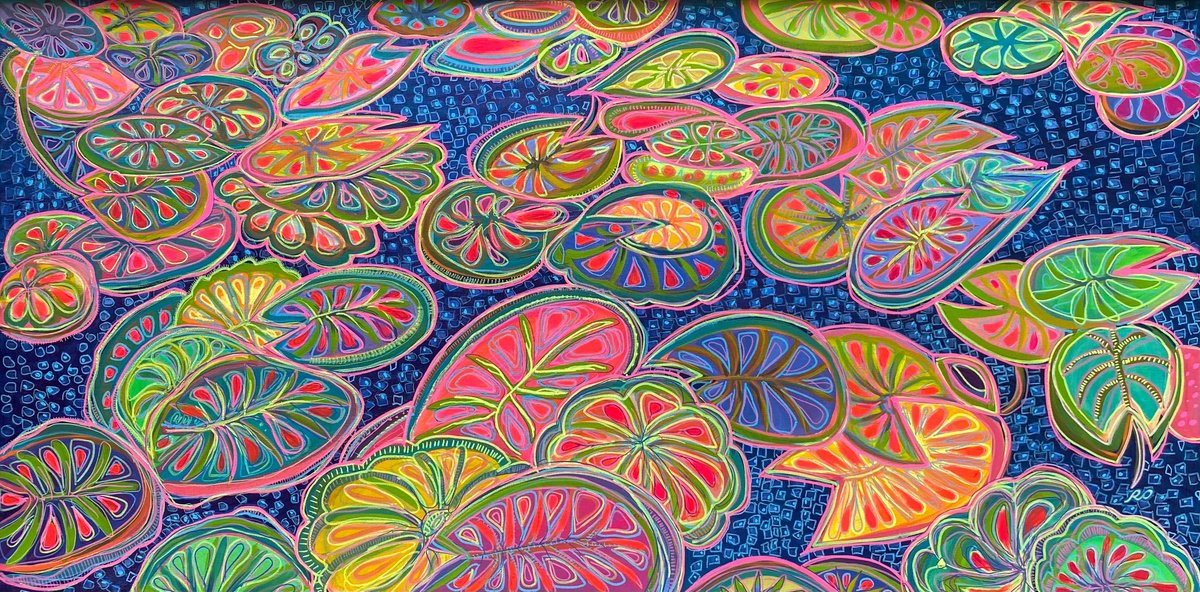 Autumn Lily Leaves Acrylic painting: Olga Rokhmanyuk | ROArtUS | Artfinder