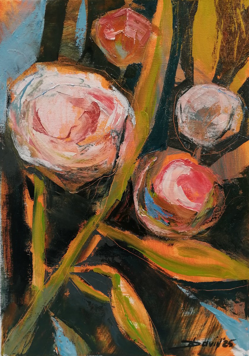 Pfingstrosen im Sonnenlicht Acrylic painting: Olga David | Artfinder