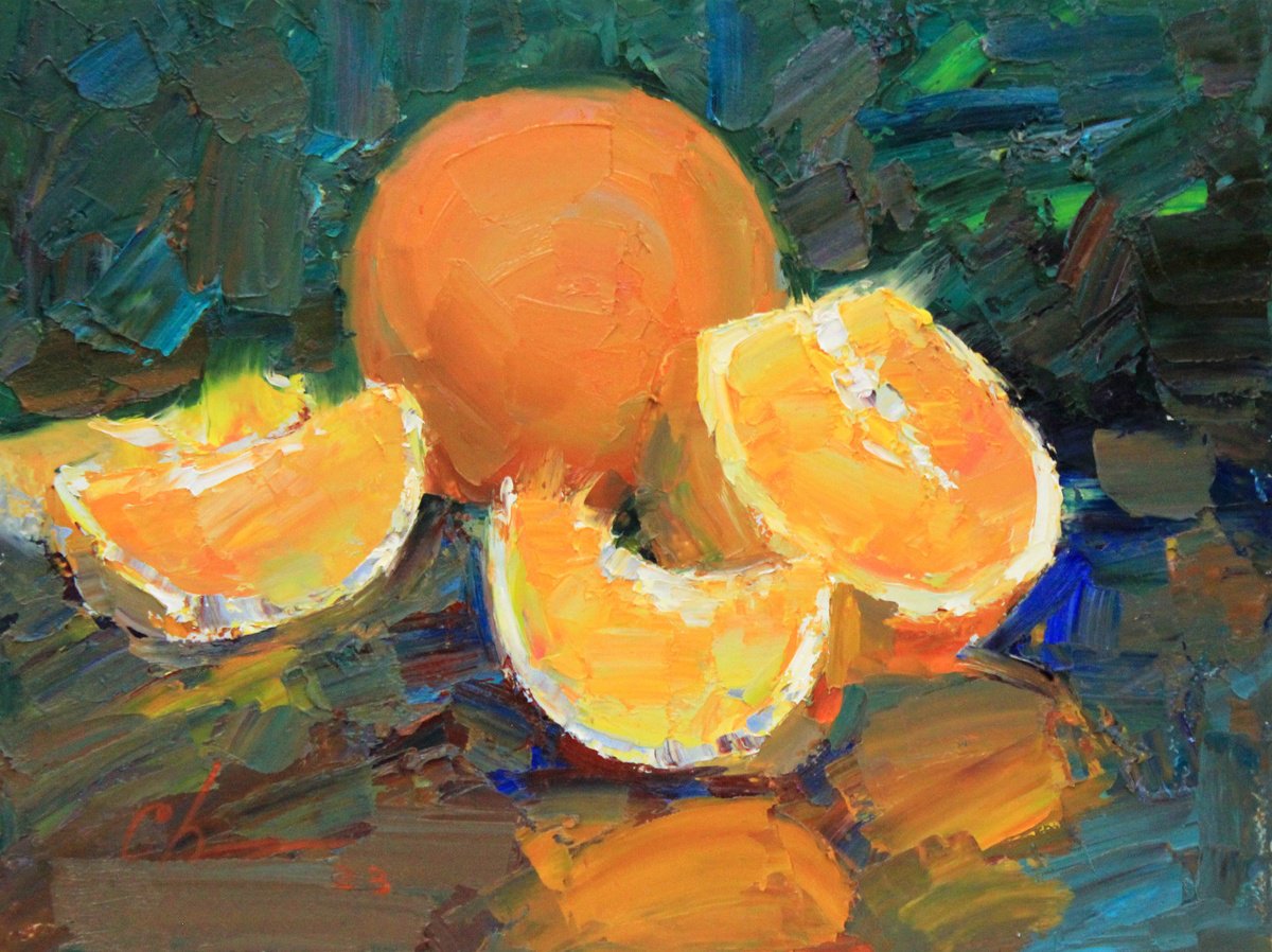 Still Life with orange Oil painting by Sergei Chernyakovsky | Artfinder