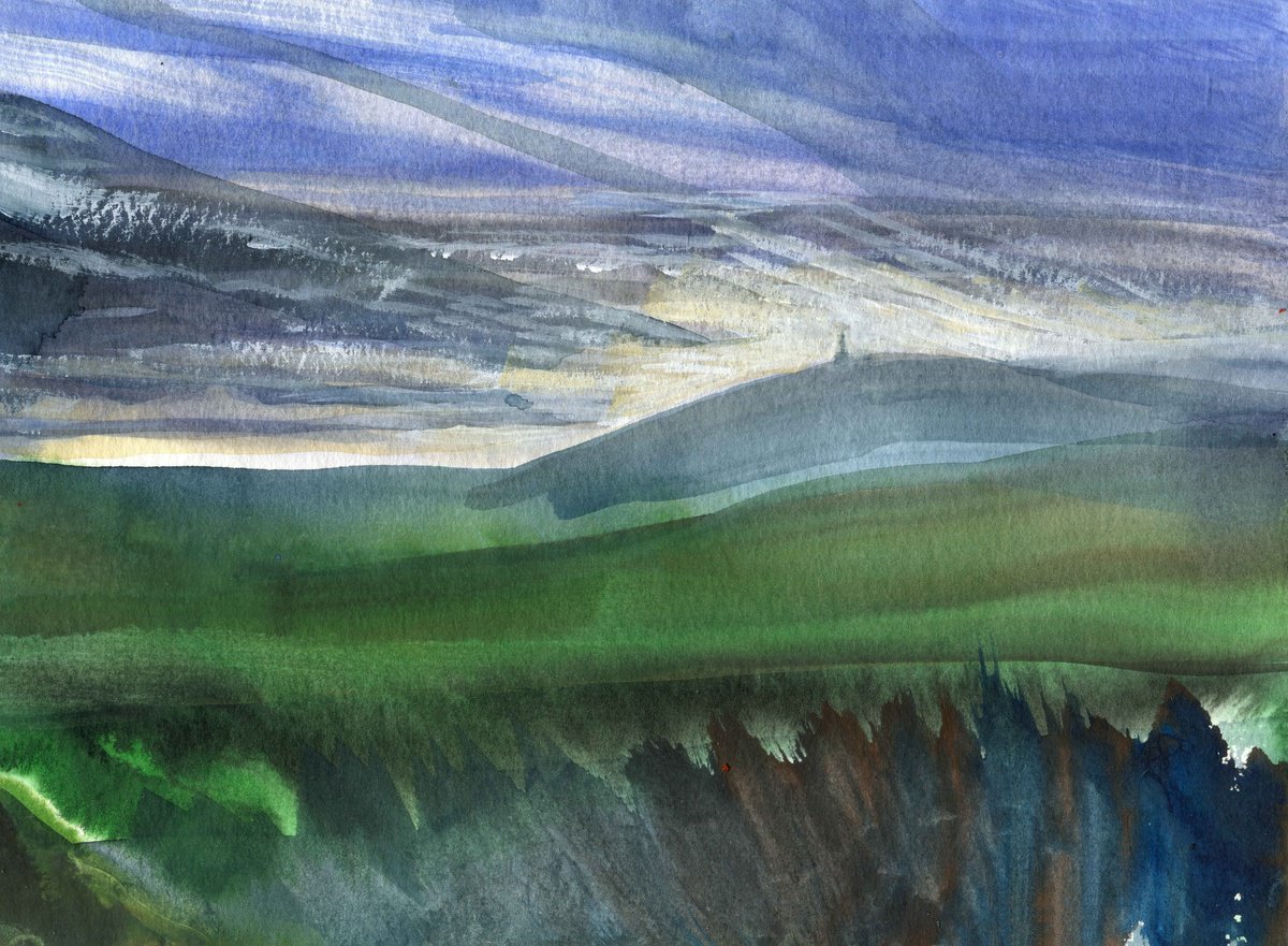 Stoodley Pike Spring Sun Watercolour: Elizabeth Anne Fox | Artfinder