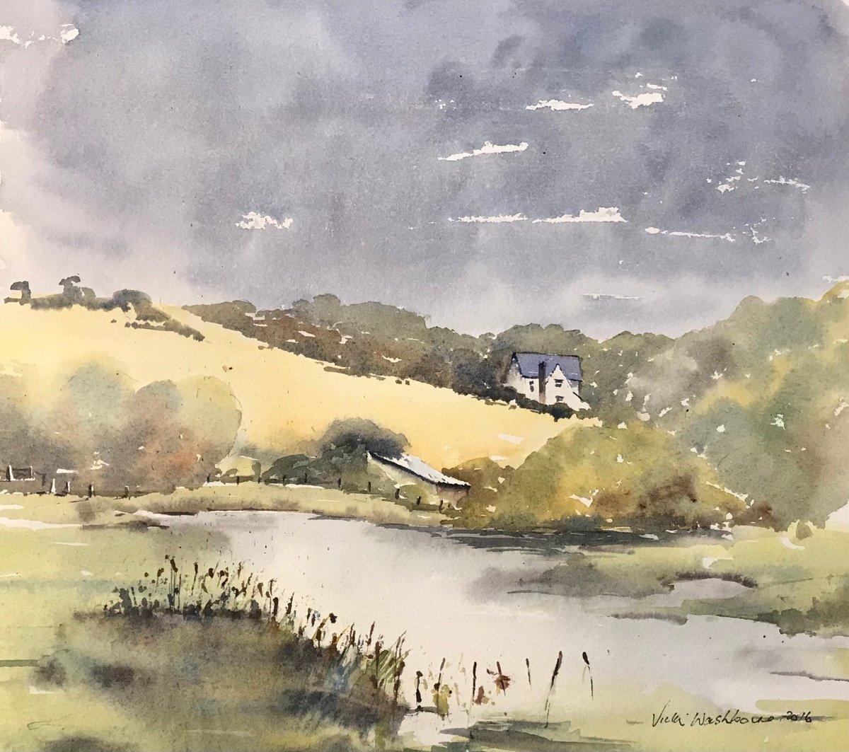 Lakeside view Watercolour: Vicki Washbourne | Artfinder