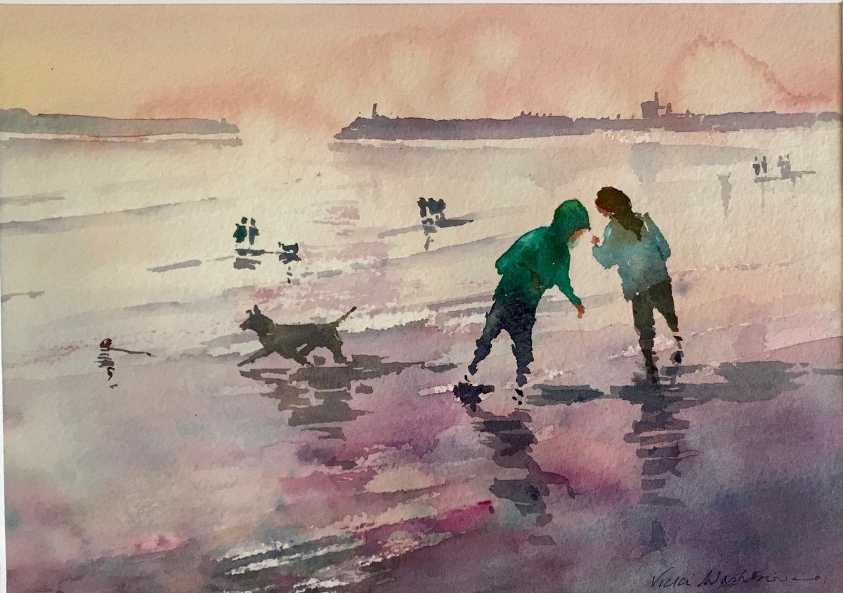 Porthcawl beach Watercolour: Vicki Washbourne | Artfinder