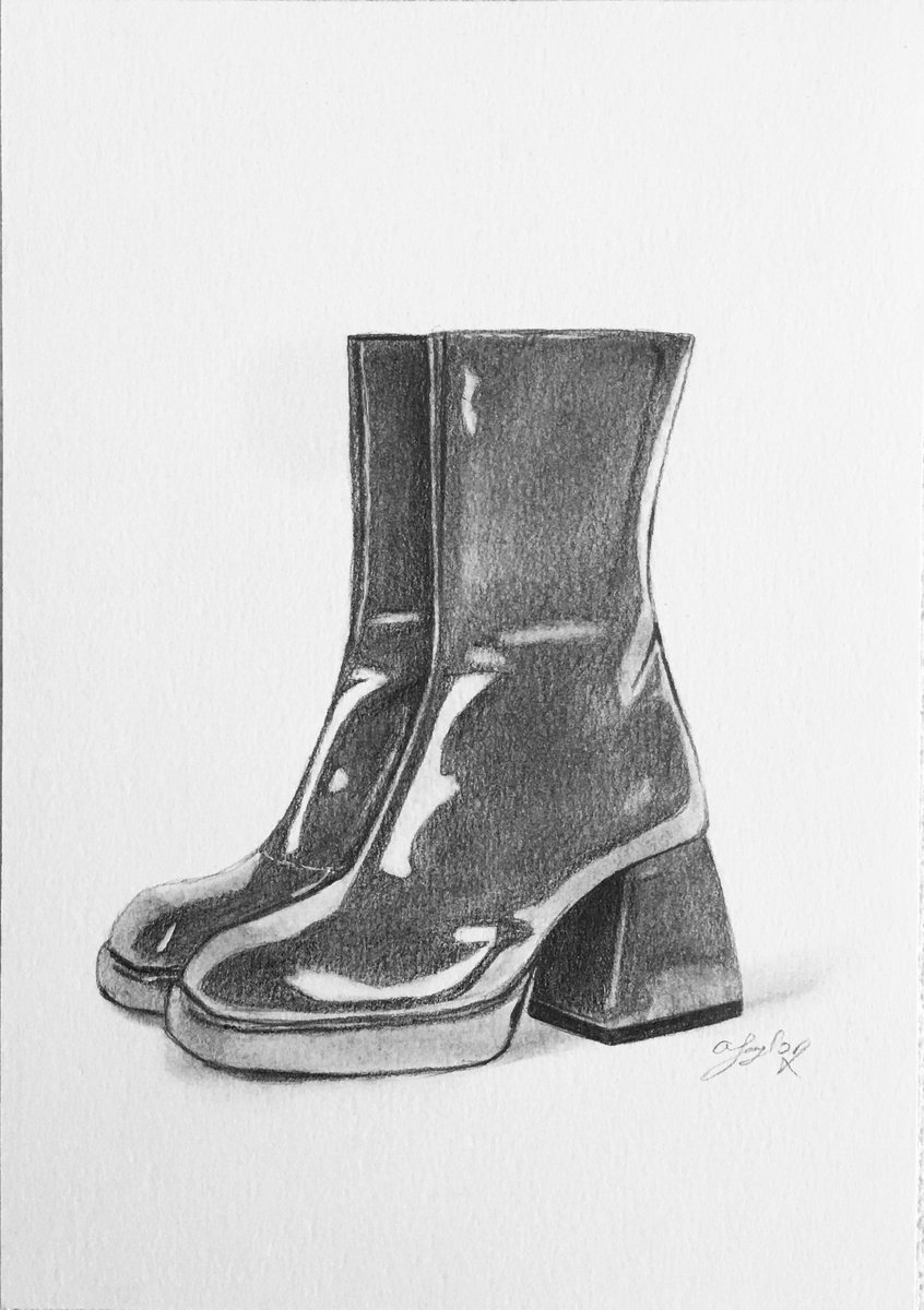 Boots drawing Pencil drawing by Amelia Taylor | Artfinder