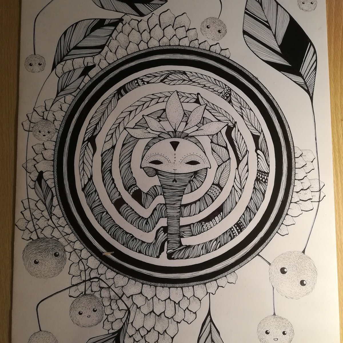 Espiral Seeds Ink drawing by Ana Magalhães | Artfinder