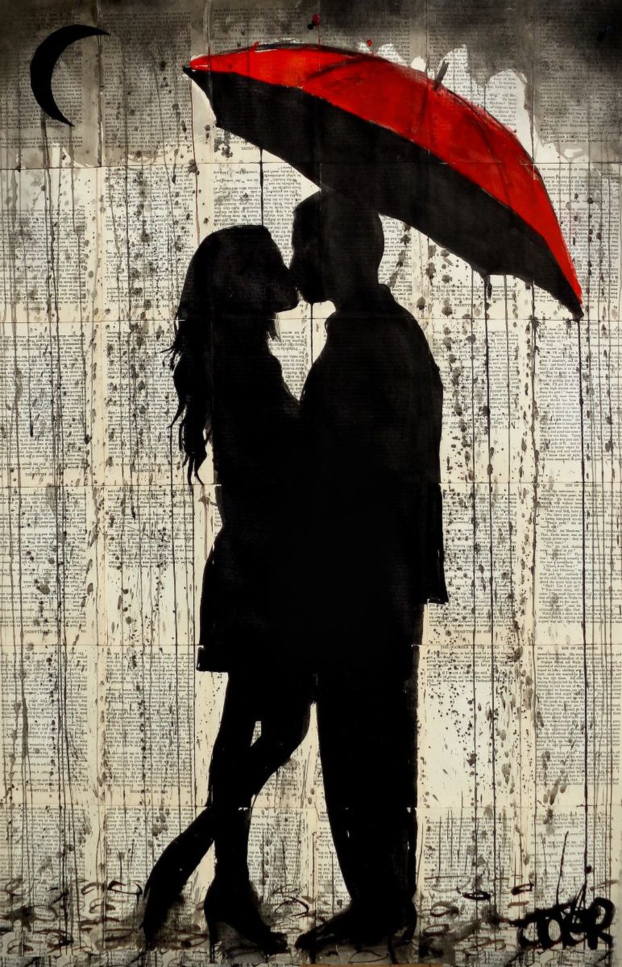 RAINY DAY LOVE Ink drawing: Loui Jover | Artfinder