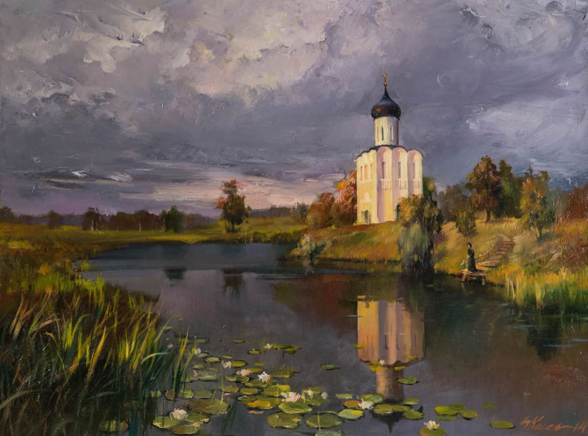 Church of the Intercession on the Nerl Oil painting: Sergei Yatsenko ...