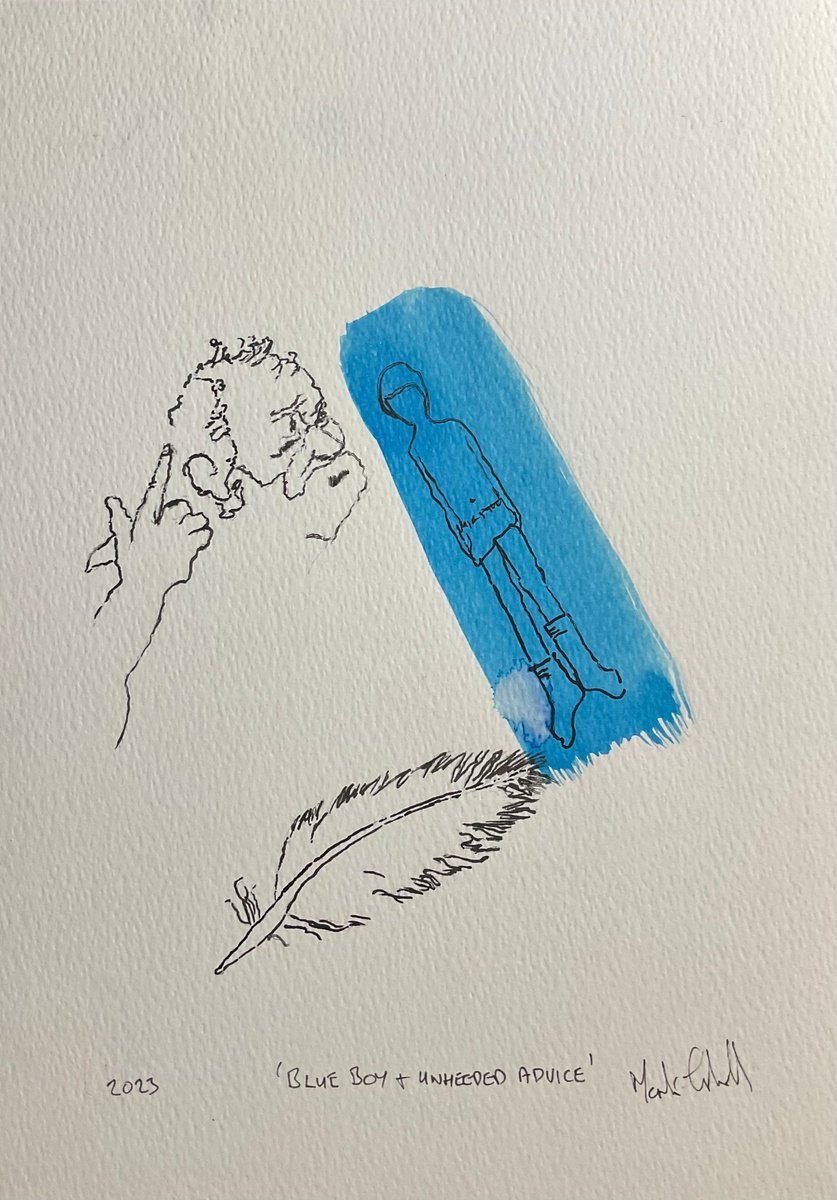 Blue Boy + Unheeded Advice Ink drawing by Mark Thirlwell | Artfinder
