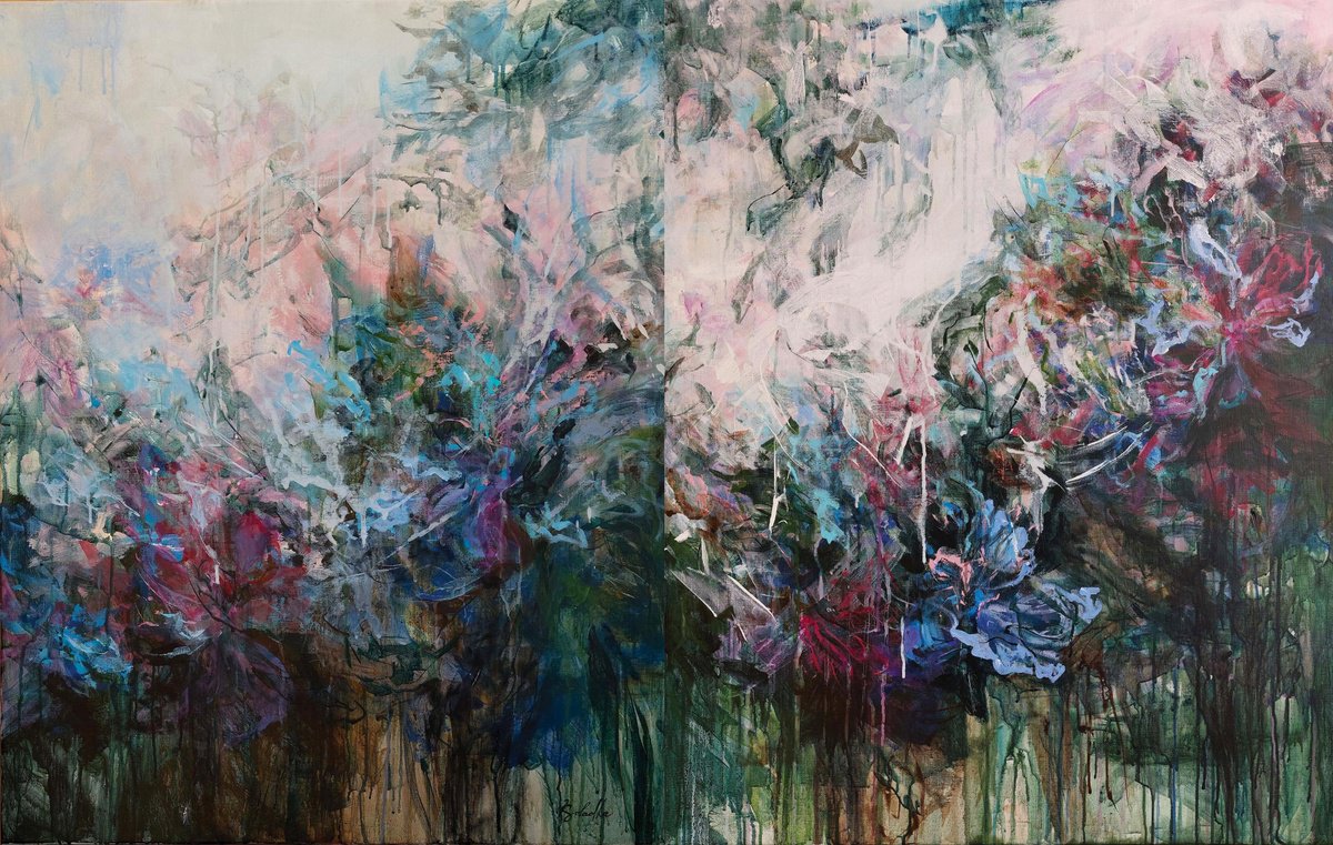 Diptych Ephemeral Echoes Acrylic painting: Katia Solodka | Artfinder