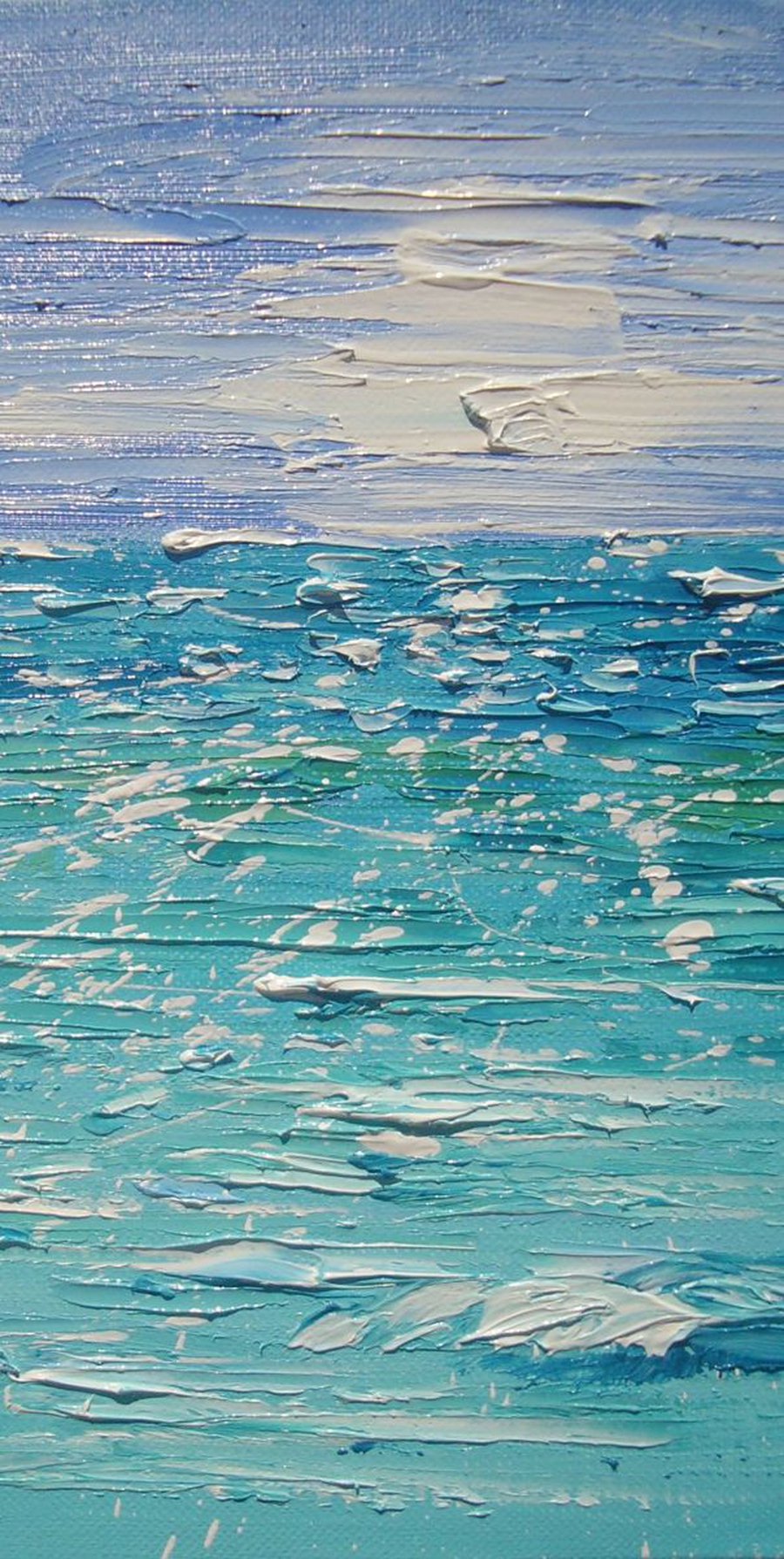 " SHADES OF BLUE ... " SEA original painting palette knife GIFT MODERN ...