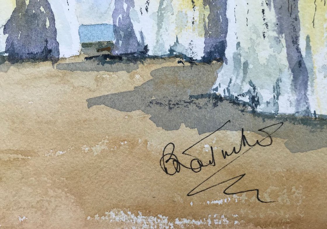 Original Watercolour - Kites Flying at Botany Bay in Kent by Brian Tucker