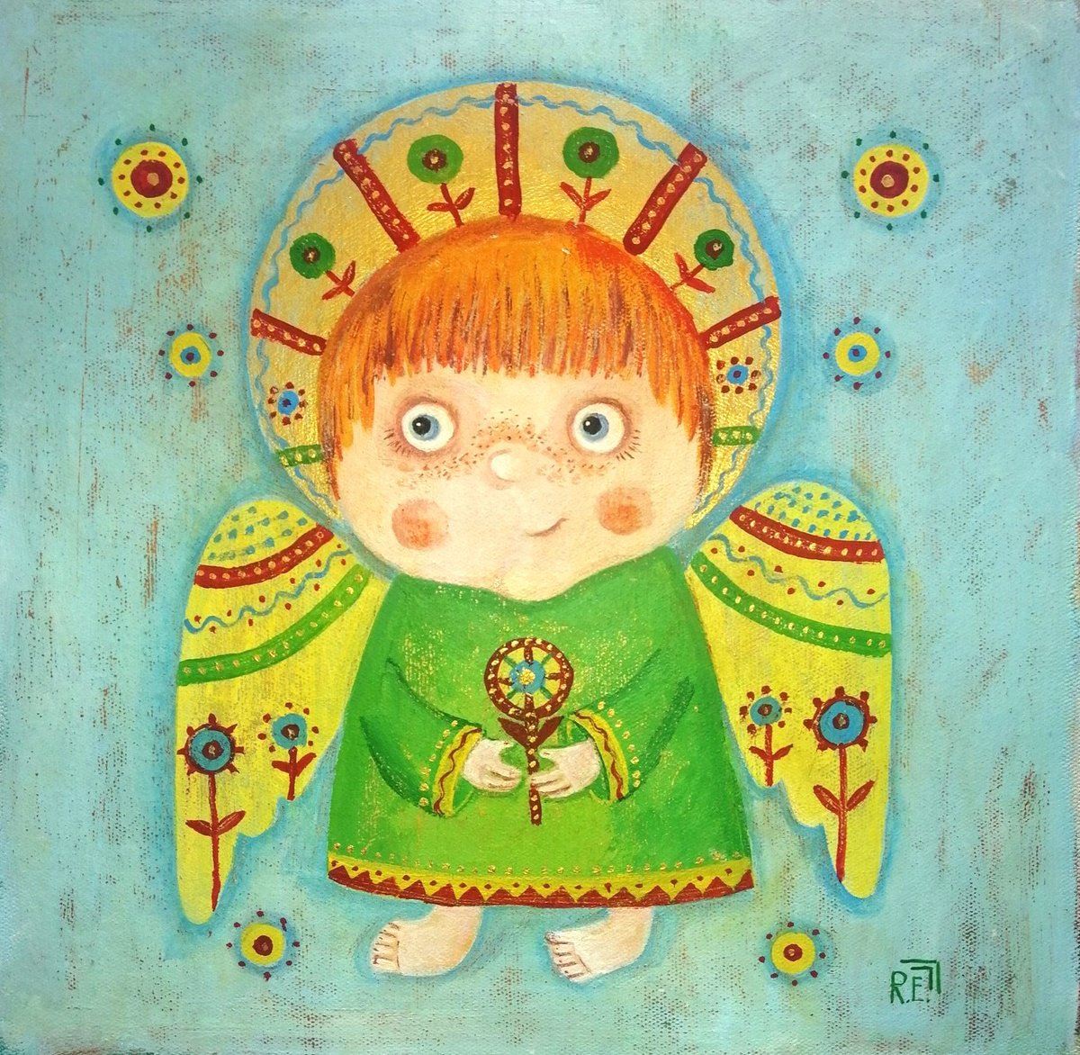 Angel Sun Acrylic painting by Elena Razina | Artfinder