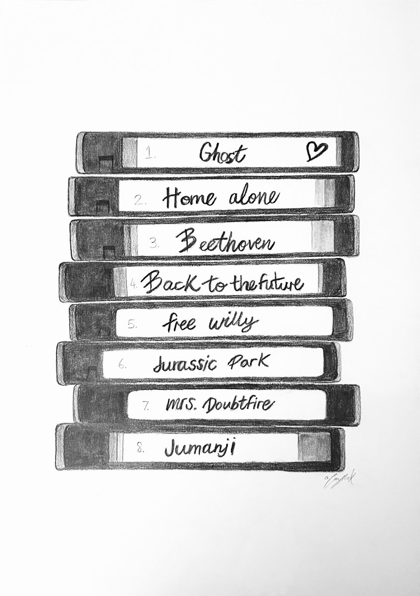 VHS film tapes Pencil drawing by Amelia Taylor | Artfinder