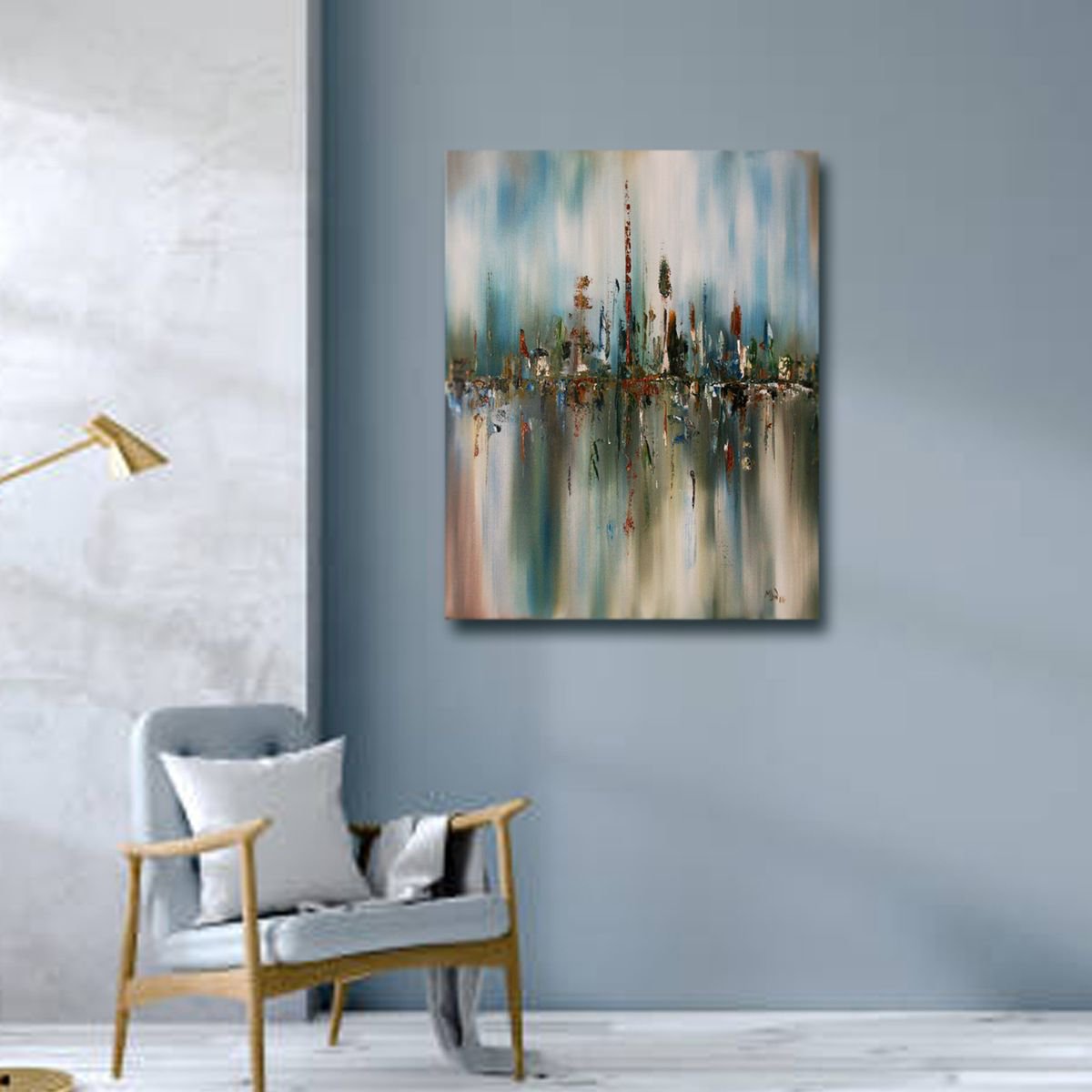 Landscape abstract - Winter on the Lake Oil painting: Matthew Withey ...