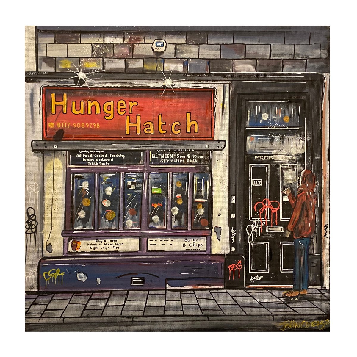 Hunger Hatch - Original on canvas board Mixed-media painting by John ...