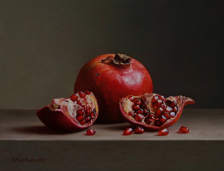 Pomegranates Oil painting by Albert Kechyan | Artfinder