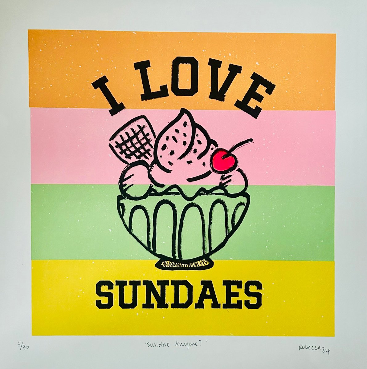 I Love Sundaes Screenprint: Becky Hobden | Artfinder