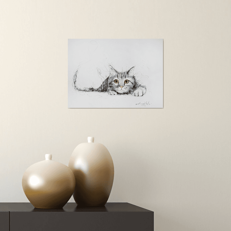 Ready for the kibble attack Ink drawing by Maurizio Puglisi | Artfinder