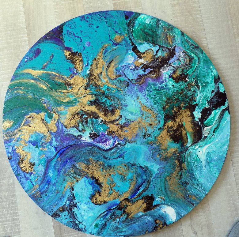 Round abstract painting art Acrylic painting: Areti Ampi | Artfinder