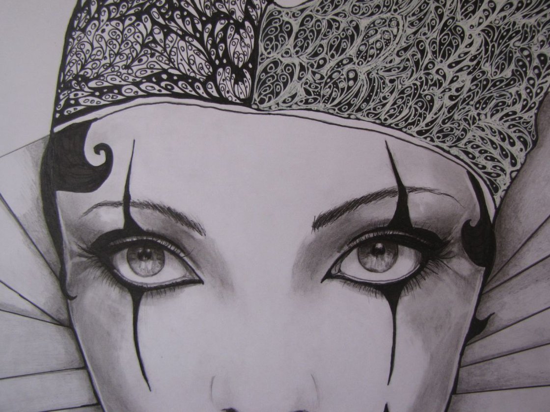 "Moonstruck Pierrot" Pencil drawing: Raffaella Bertolini | Artfinder