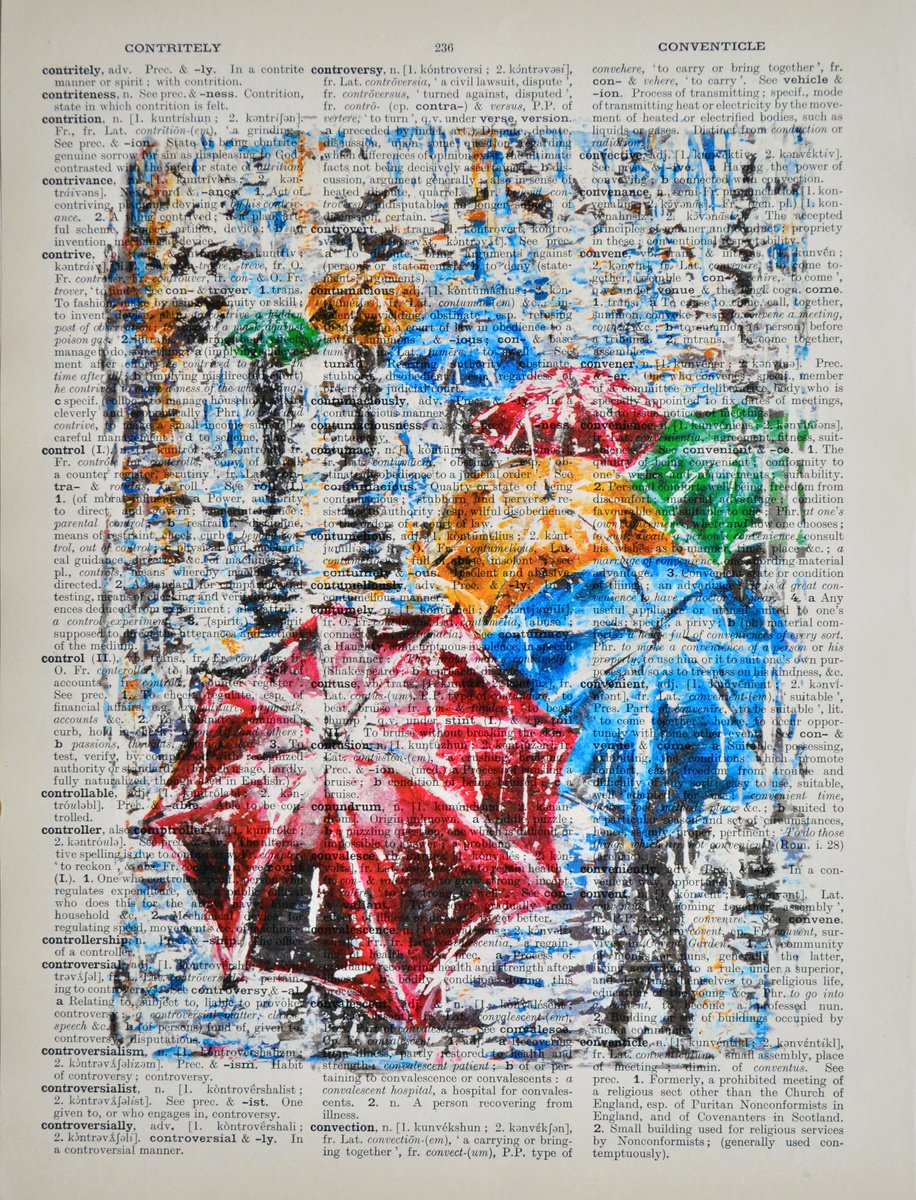 Umbrellas - Collage Art on Large Real English Di | Artfinder