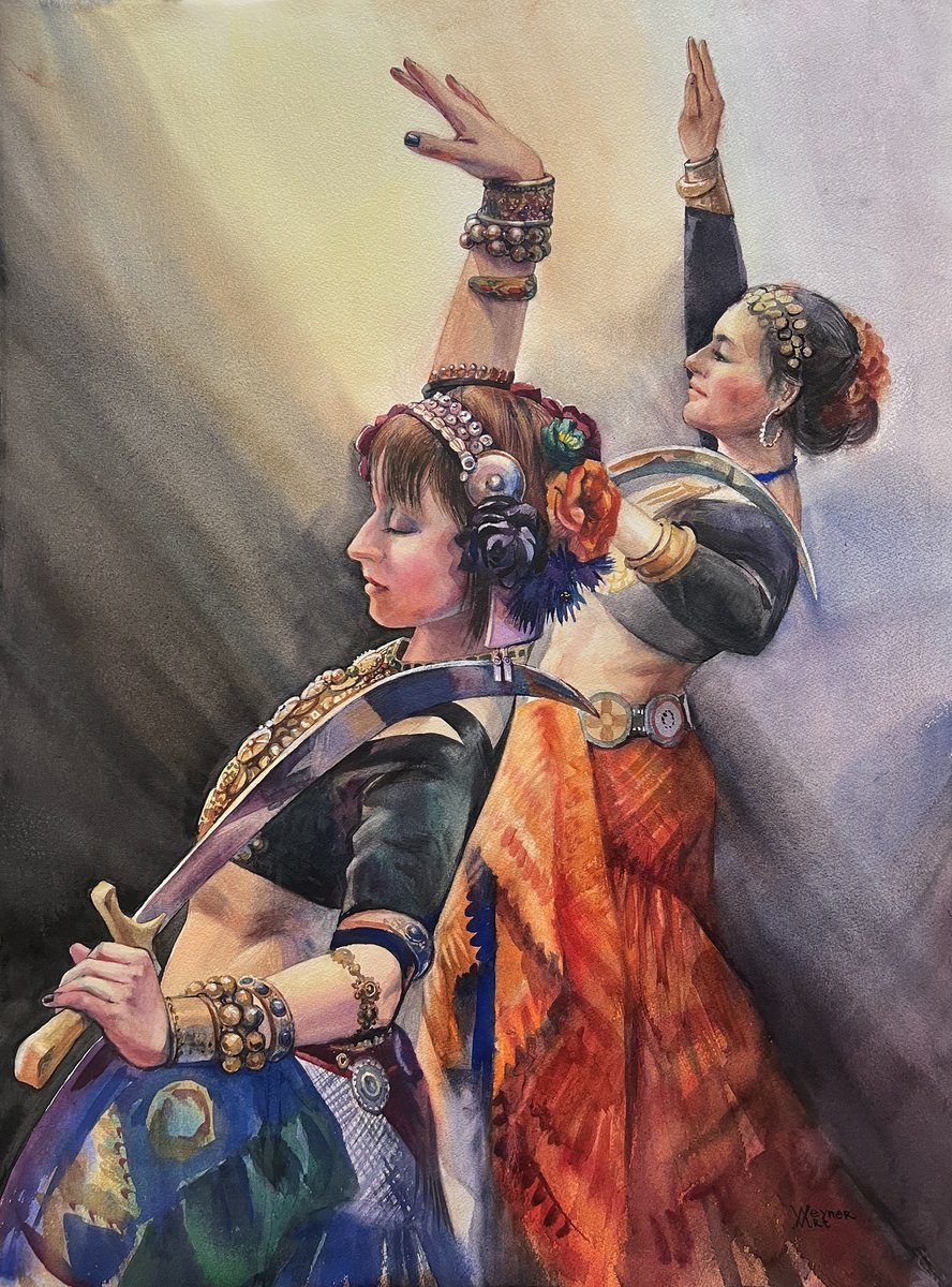 Saber dance. Dancing girls. Watercolour: Natalia Veyner | Artfinder