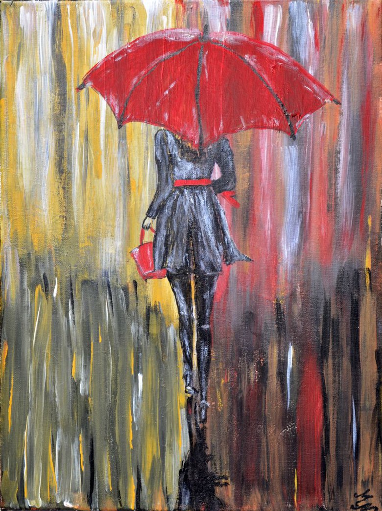 Red Umbrella Acrylic painting by Misty Lady - M. Nierobisz | Artfinder
