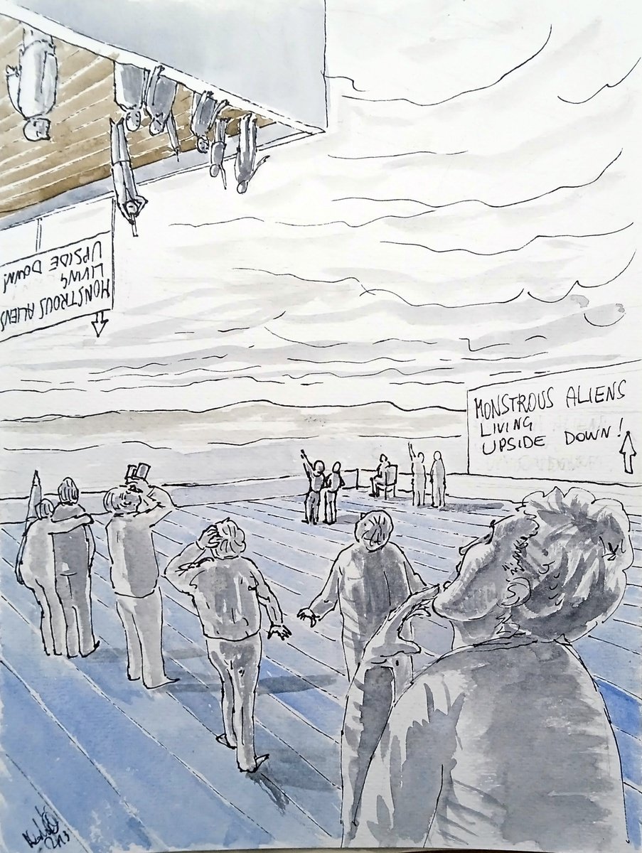 Monstrous aliens living upside down Ink drawing by paolo beneforti ...