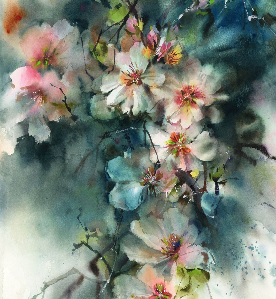 Original Watercolour - Almond Bloom by Sophie Rodionov