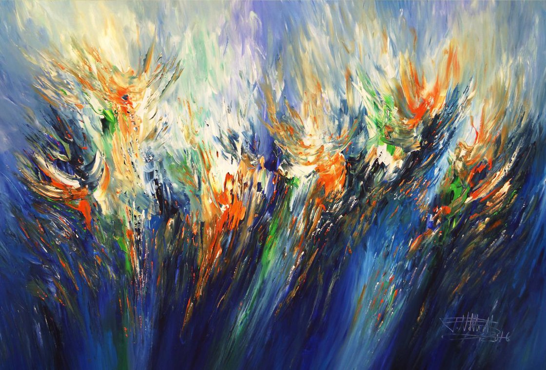 Symphony In Blue XL 2 Acrylic painting: Peter Nottrott | Artfinder