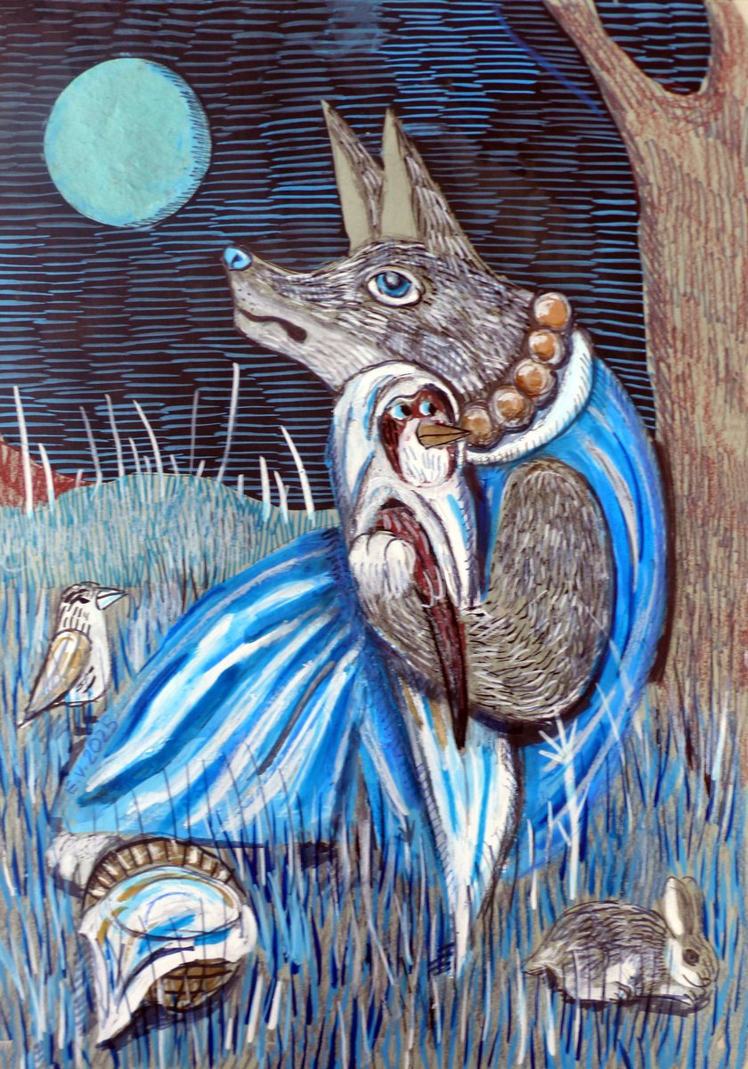 Original Mixed-media Painting - Patron Saint of Birds by Elizabeth Vlasova