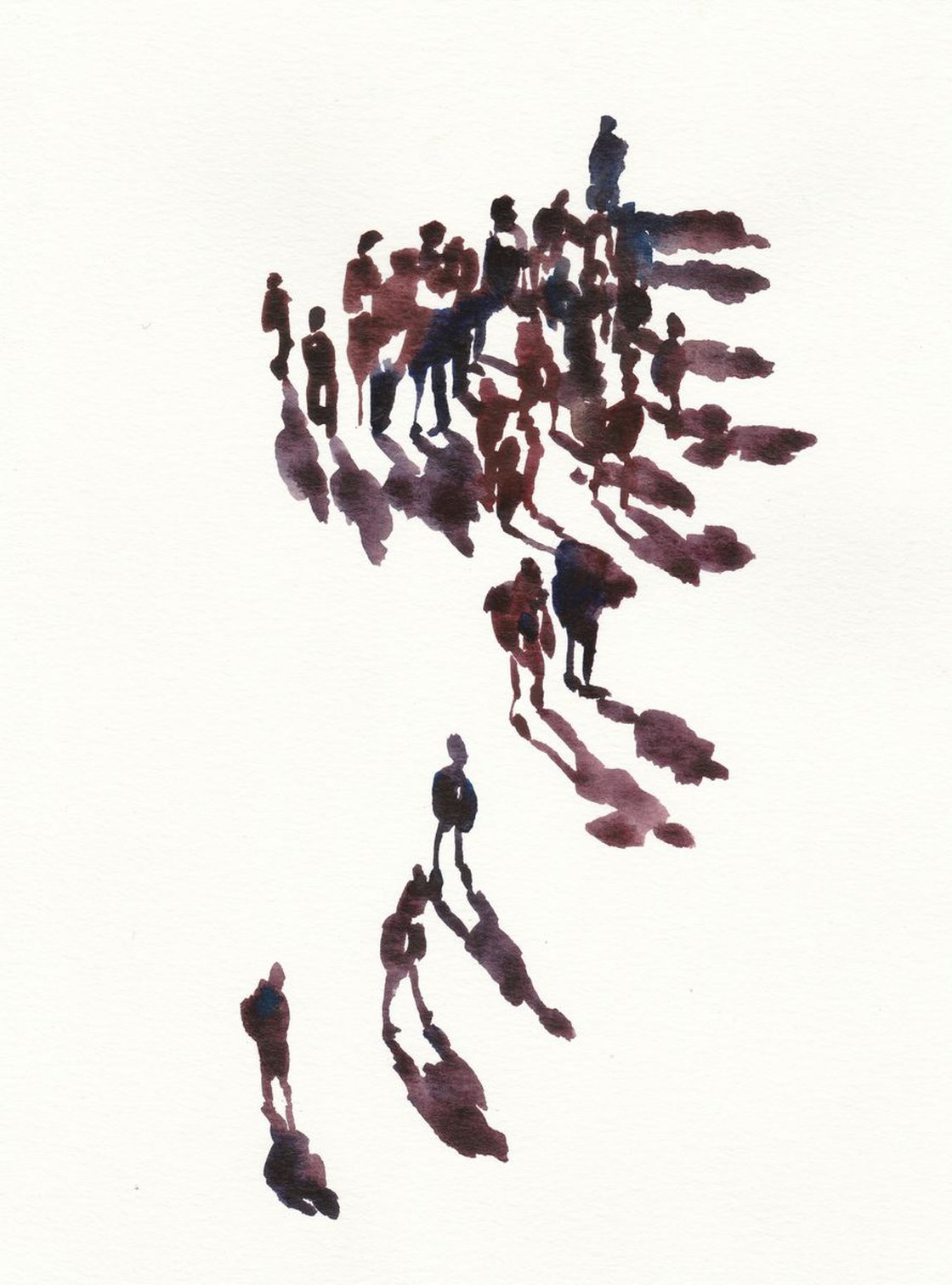 Walking people landscape Watercolour: Kaliya Ka