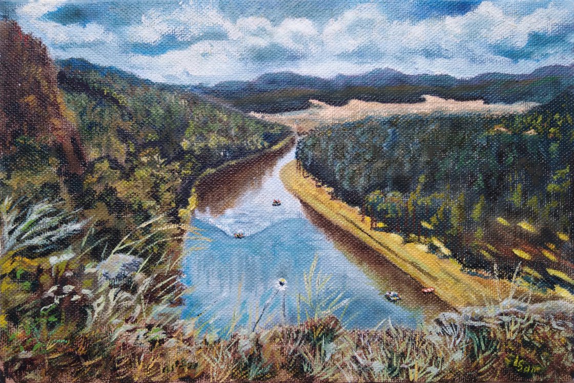 Rafting on a mountain river Oil painting by Liubov Samoilova | Artfinder