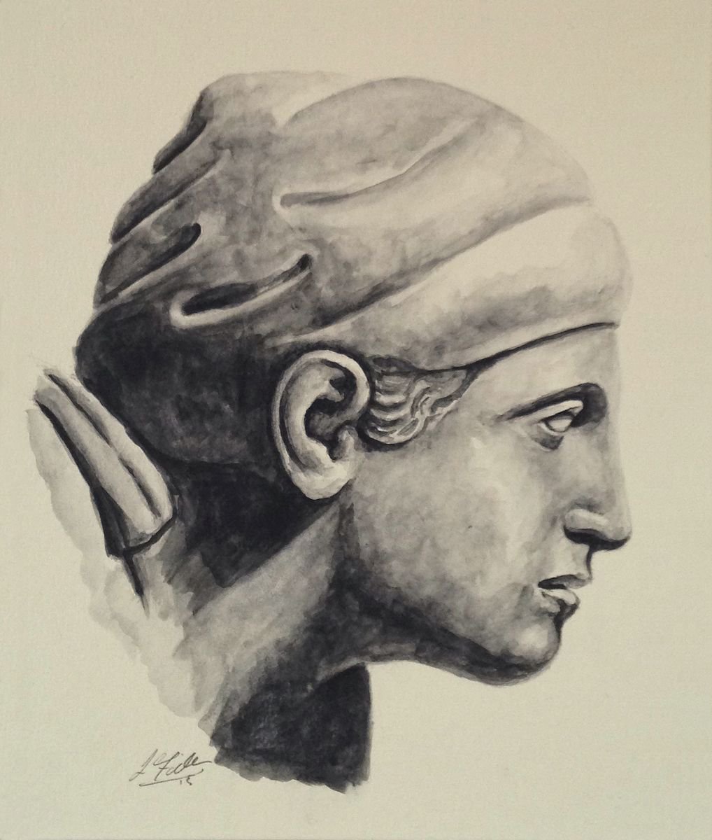Greek Bust (2015) Drawing by Lee Fidler | Artfinder